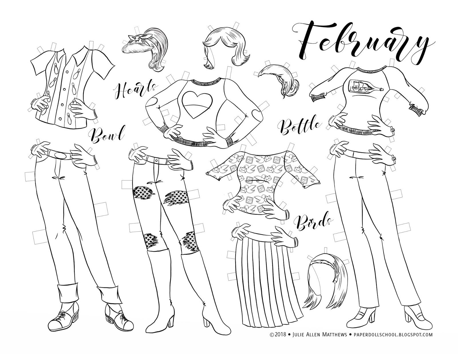 Paper Doll School: February Paper Doll - Set 2