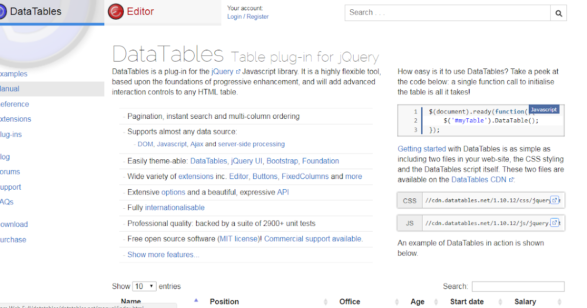 Pengertian dan cara membuat DataTables