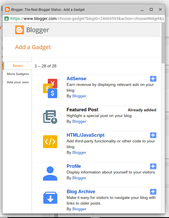 Blogger Magic - Using "Add a Gadget"
