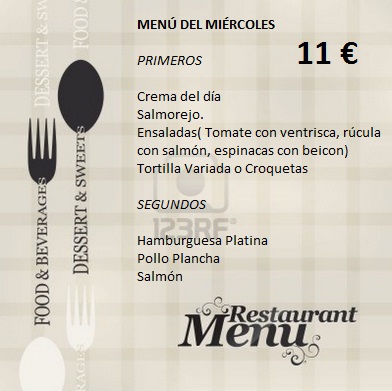 Platina Café: Menú del miércoles
