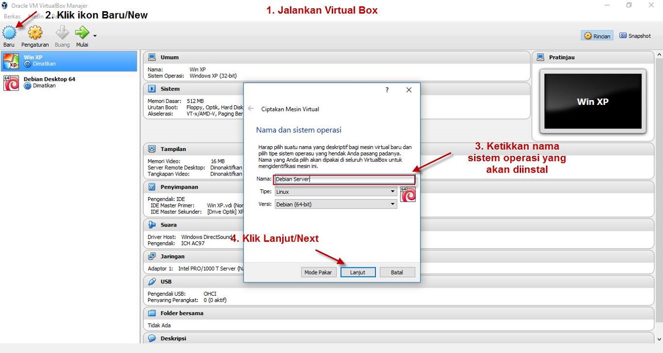 Cara Menginstal Linux Debian 9 (Stretch) berbasis CLI di VirtualBox