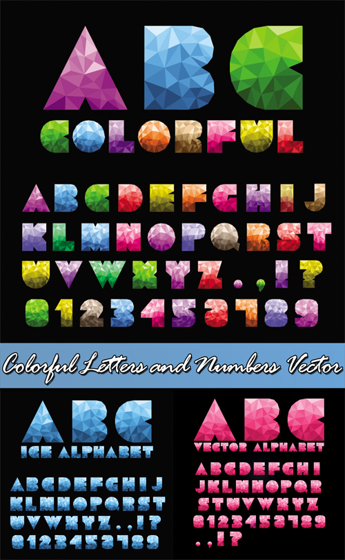 FREE CLIP ART VECTOR: Colorful Letters and Numbers Vector