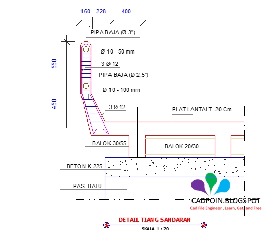 DETAIL TIANG SANDARAN JEMBATAN - CADPOIN - #No 1 Cad Collection