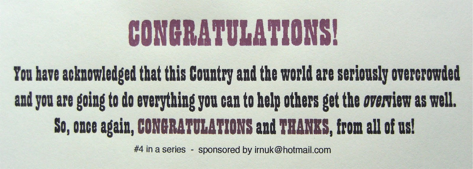 THE USES OF CLARITY: OVERPOPULATION STICKERS