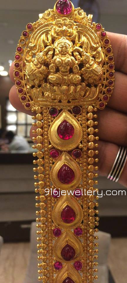 Antique Gold Jada design with ruby potas | SUDHAKAR GOLD WORKS