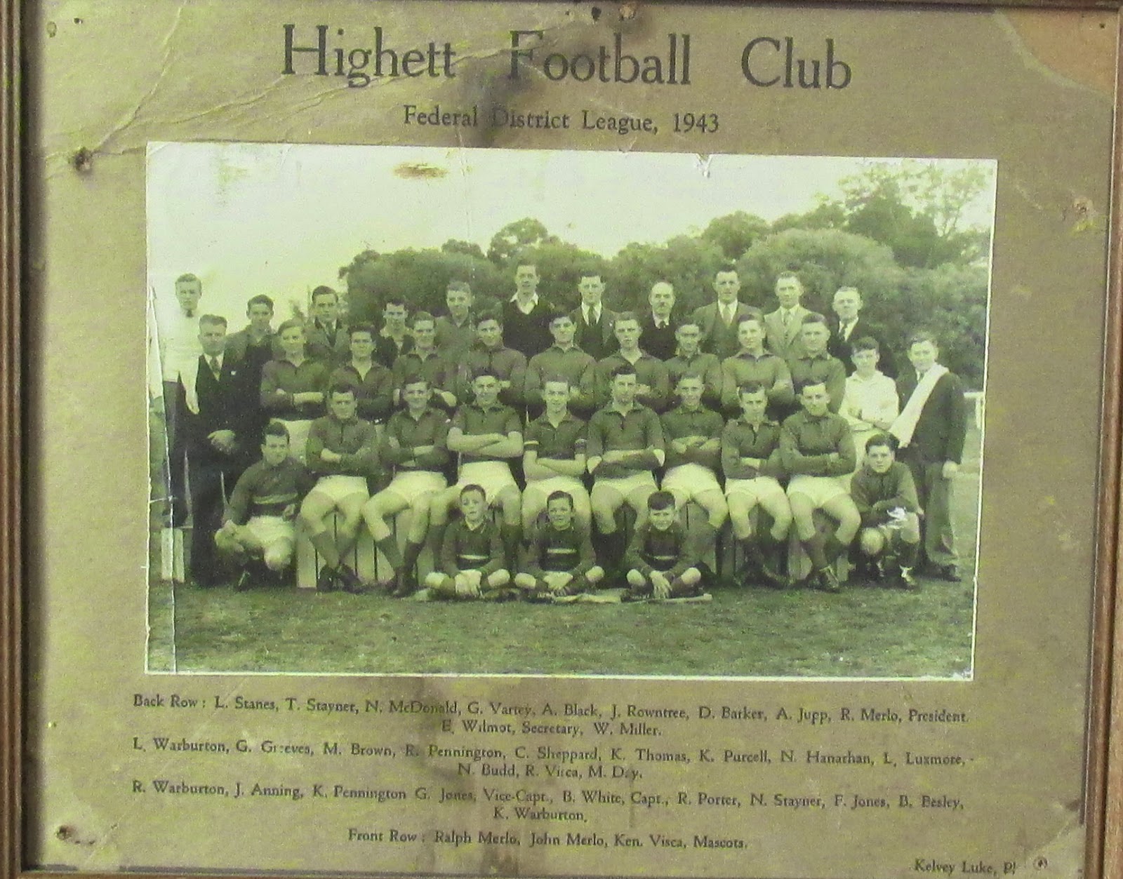 HIGHETT FOOTBALL CLUB HISTORICAL PHOTOS & MEMORABILIA