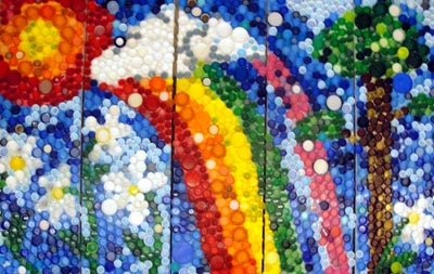 Lines from the Art Room: Kindergarten Bottle Cap Mural