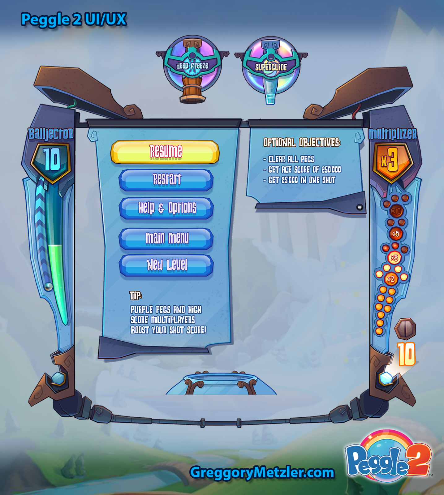 Greggory Metzler Art Blog: Peggle 2 UI