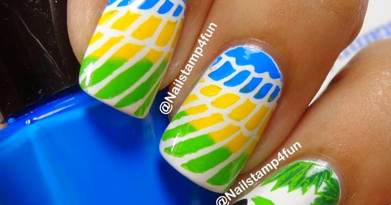 Nail Stamp 4 Fun: Parrot Nails: Using MoYou Tropical plate 6