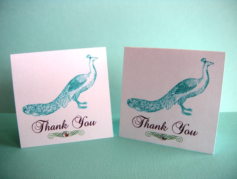 New Mini Thank You Notes Designs - Peacock or Birds in Nest