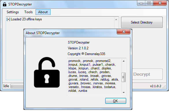 Дешифровщики файлов (дешифраторы, декриптеры): STOP-Djvu Decrypter