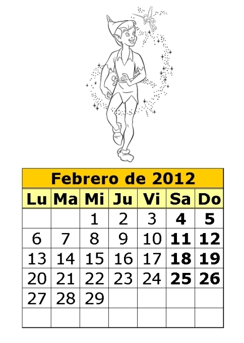 Calendario de Peter Pan de 2012 (1ª parte) : Calendarios para imprimir