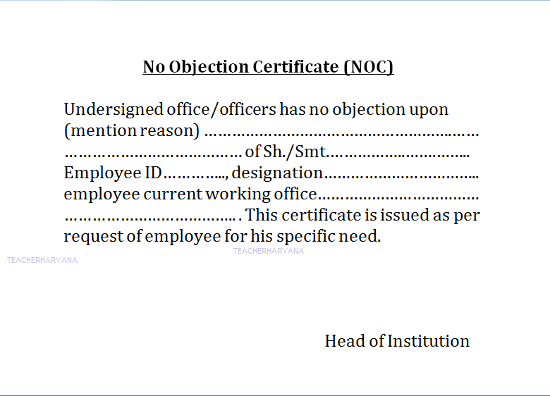 Noc Certificate