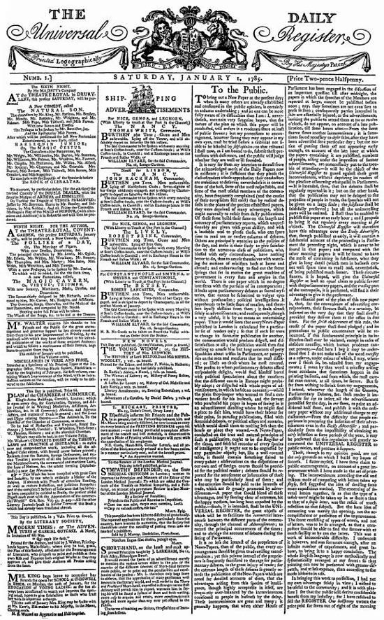 First Versions: The Times