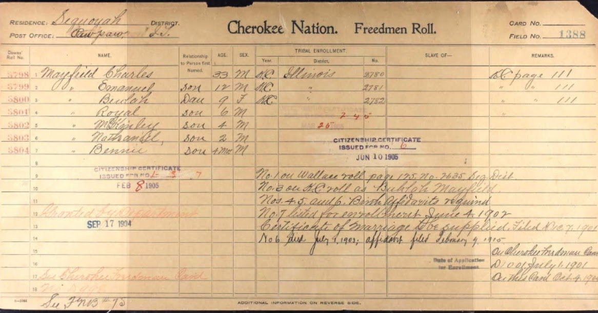 The African-Native American Genealogy Blog: The Mayfield Family of Paw ...