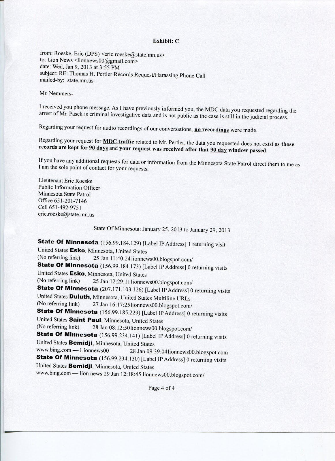 Lion News: Internal Affairs Complaint VS Lt. Eric Roeske, Capt. Steve ...