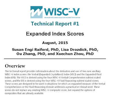 IQ's Corner: WISC-V expanded index scores: Verbal Expanded Crystallized ...