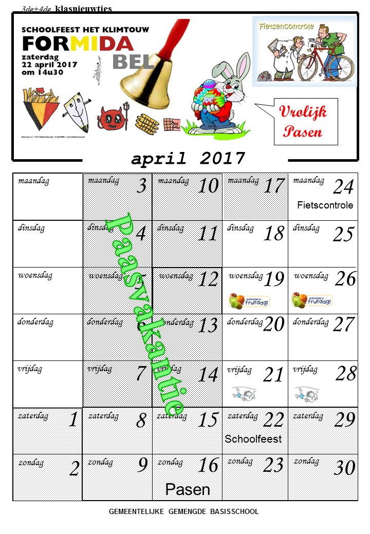 Het Klimtouw: Kalender april : tweede graad