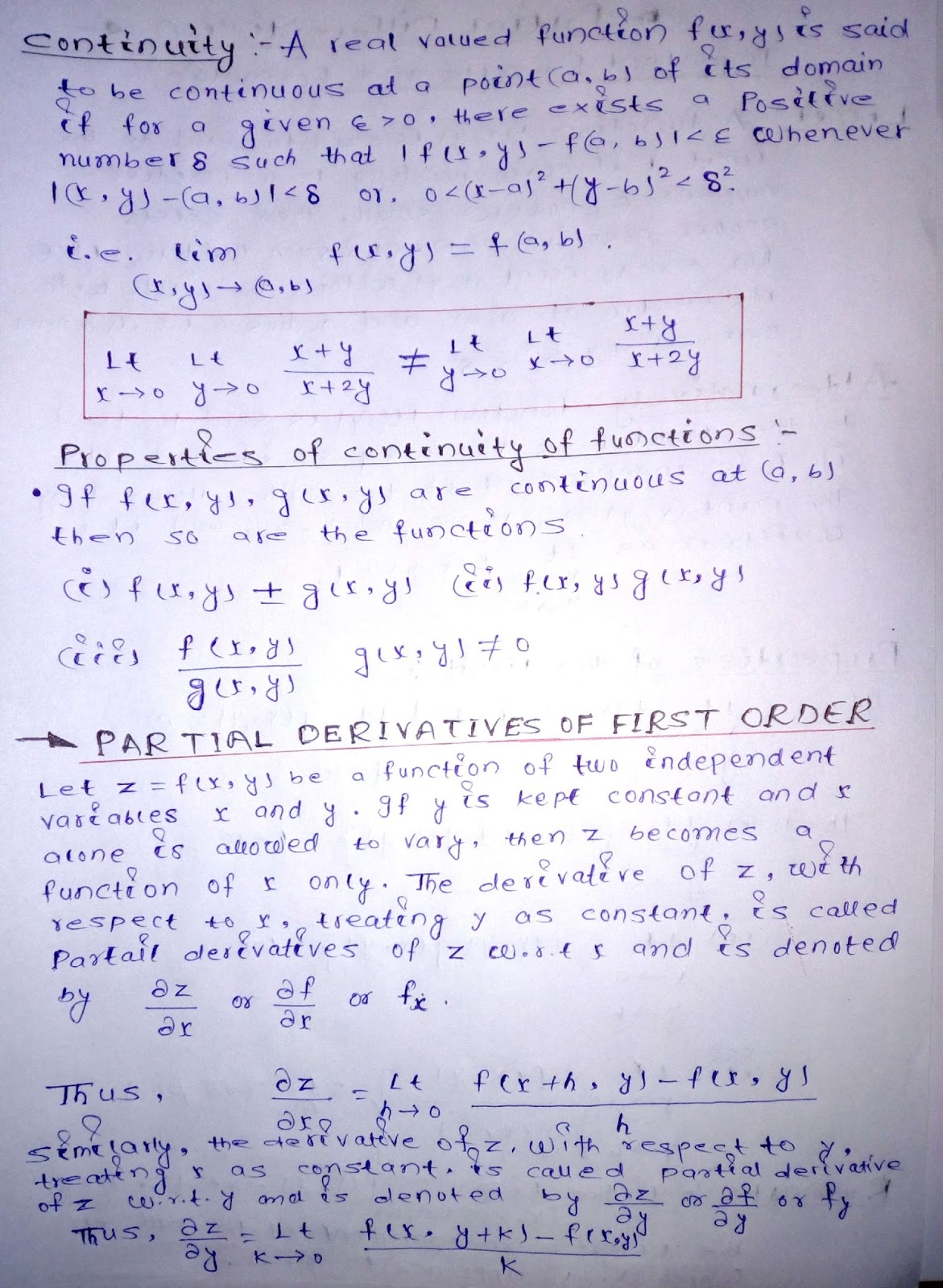 Partial Differentiation Formulas
