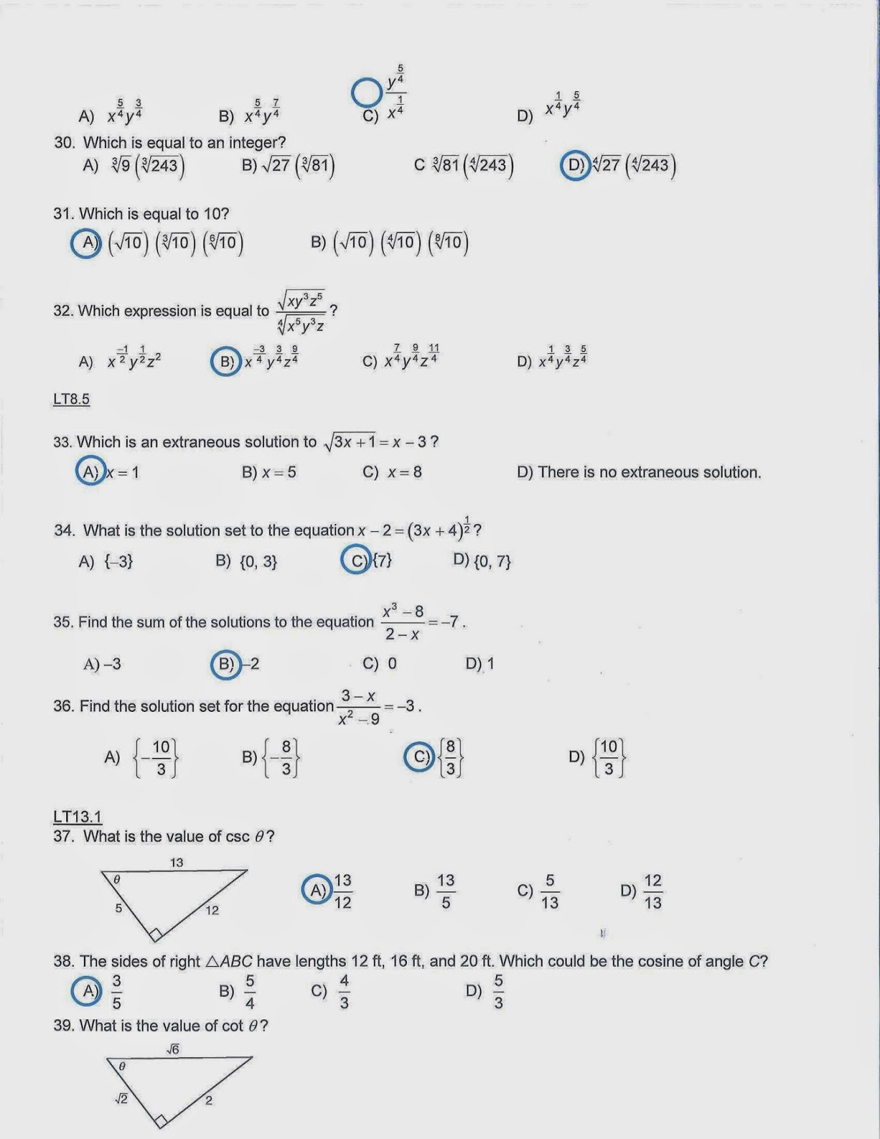 Mr. Doran's Algebra 2: Final Exam Review Part 2 Mr. Doran's Algebra 2: Final Exam Review Part 2