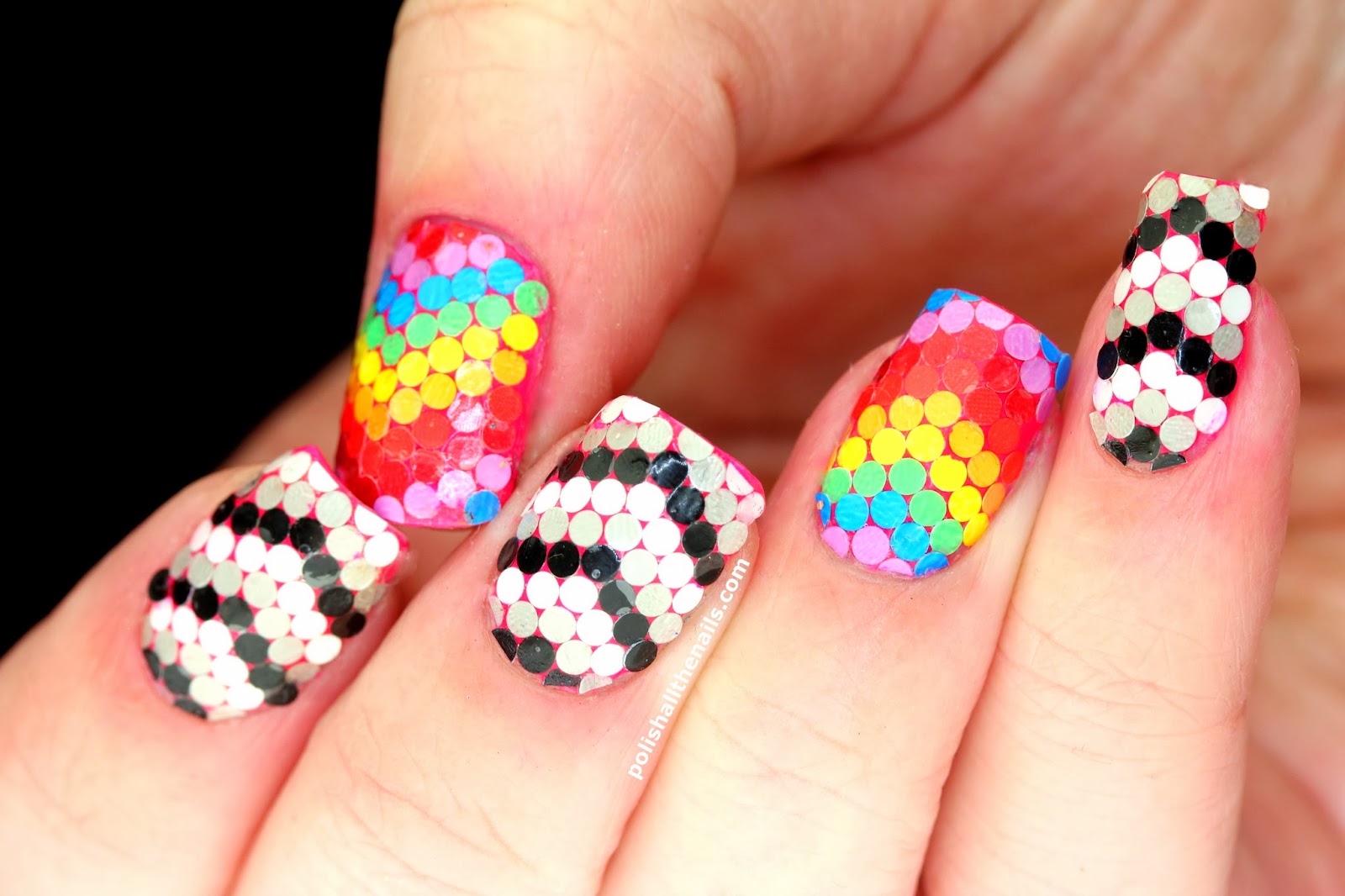Nail Art: Rainbow vs. Monochrome Matte Circle Glitter Nails!