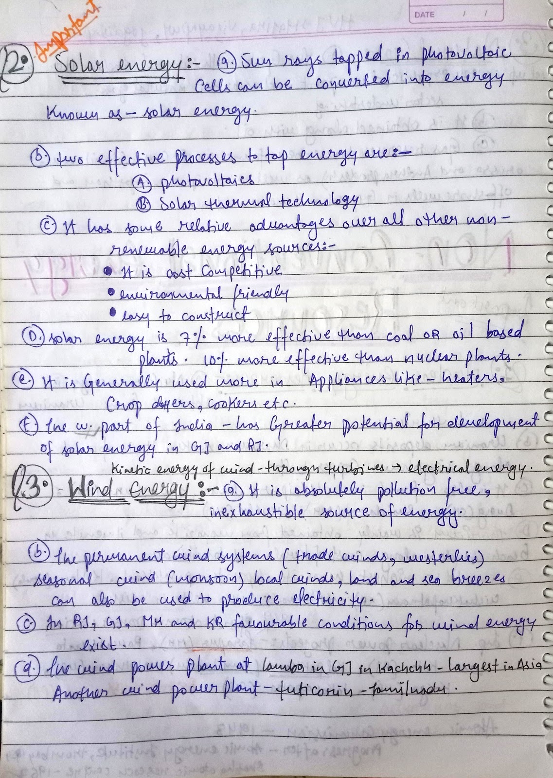 Handwritten notes of Mineral and Energy Resources- [geography] Class ...