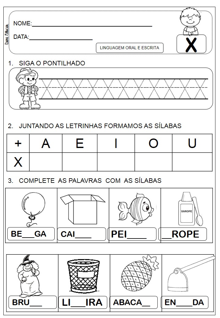 Atividades letra X | Educação infantil