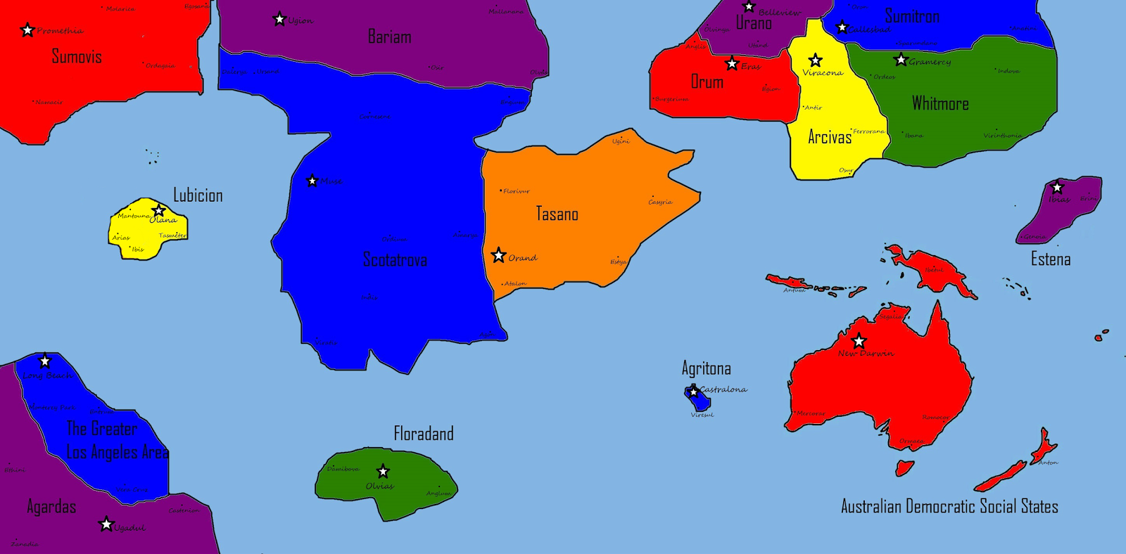 Post-Apocalyptic maps of the world: The Allied Union of Nations