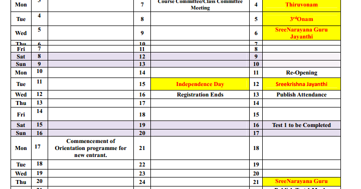 KTU ACADEMIC CALENDER 2017-2018 - KTU ASSIST