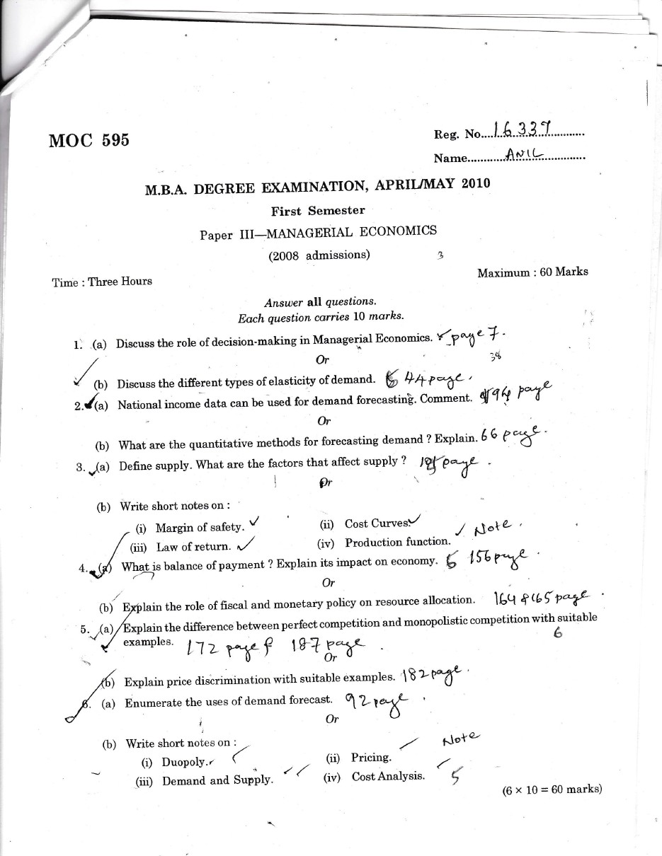 MARIAN LIBRARY: M G UNIVERSITY MBA 1 st SEM ( MANAGERIAL ECONOMICS ...