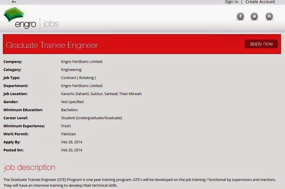 Graduate Trainee Engineer Job at ENGRO Pakistan - Chemical Engineering Blog