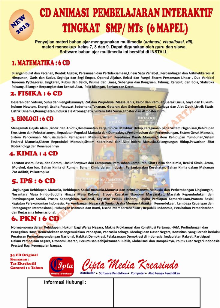 CD INTERAKTIF MULTIMEDIA SD/MI, SMP/MTs, SMA/MA: PAKET CD ANIMASI ...