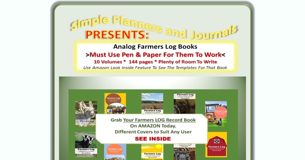 Farmers Log - Farmers Log - Livestock & Equipment Record Book: