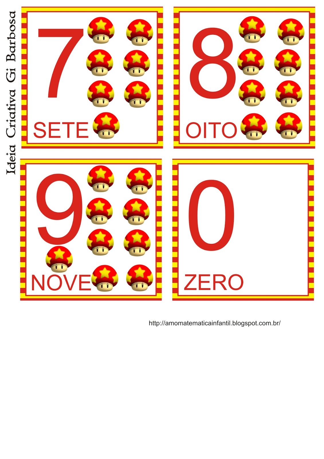 Flash Cards Numerais 0 a 10 Super Mário