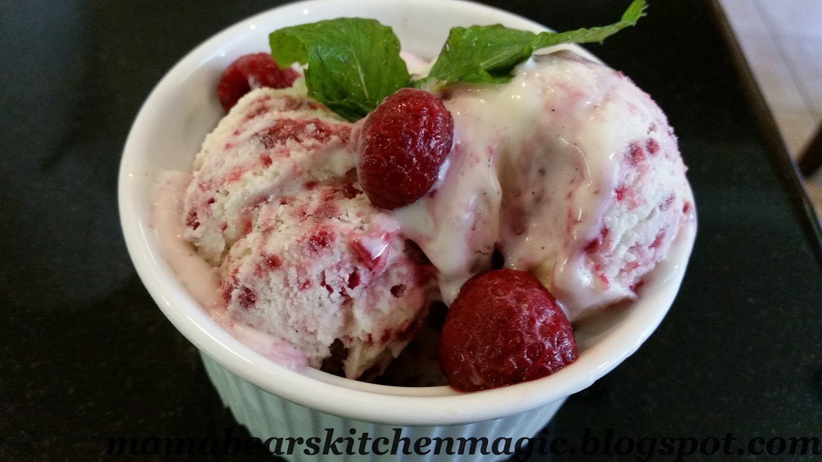 Mama Bear's Kitchen Magic: White Chocolate Raspberry Ripple Ice Cream
