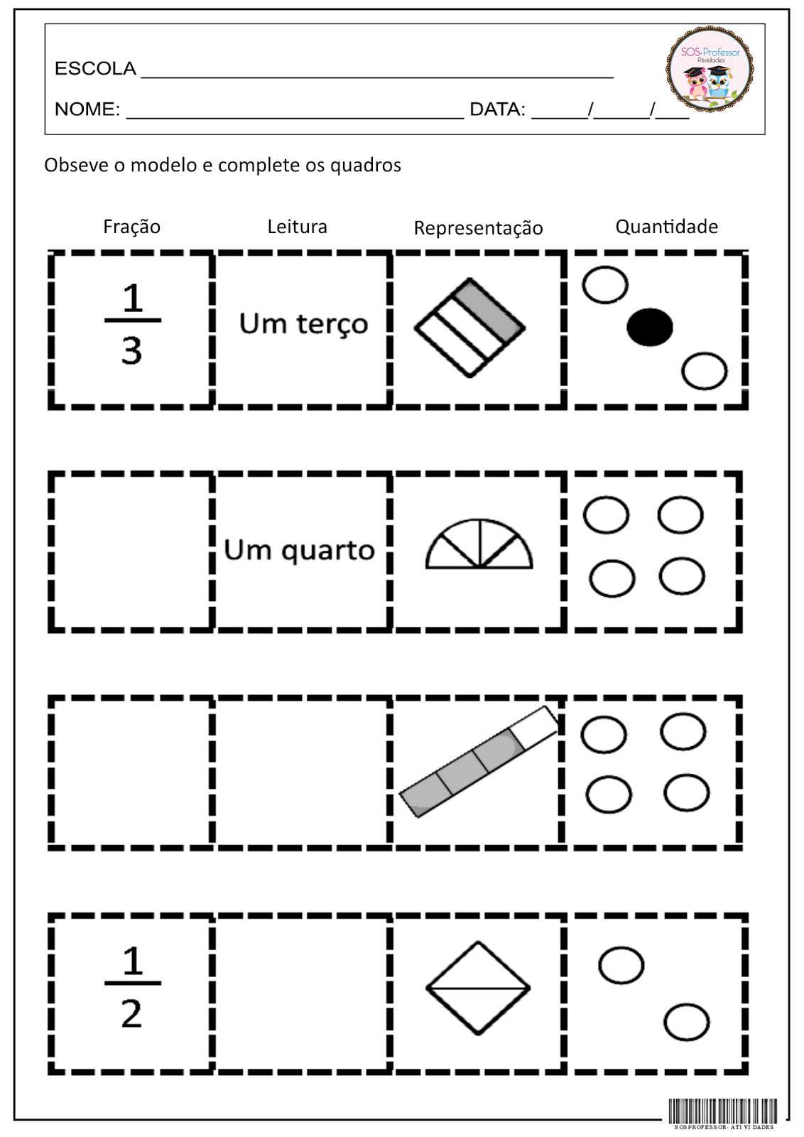 Atividades frações, Fração, Atividades de matemática divertidas