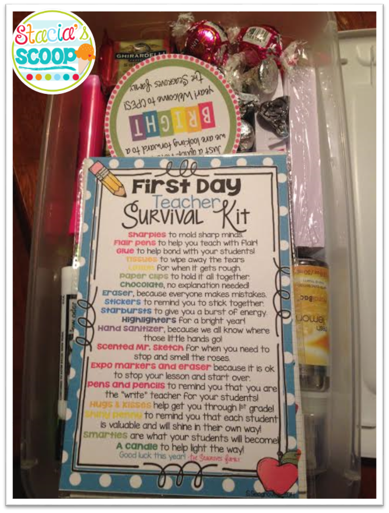 Stacia's Scoop: First Day Teacher Survival Kit and a Freebie!