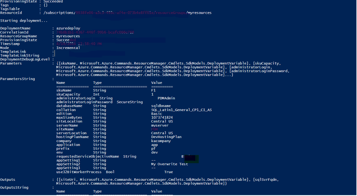 Provisioning WebApp and SQL using Azure Resource Manager
