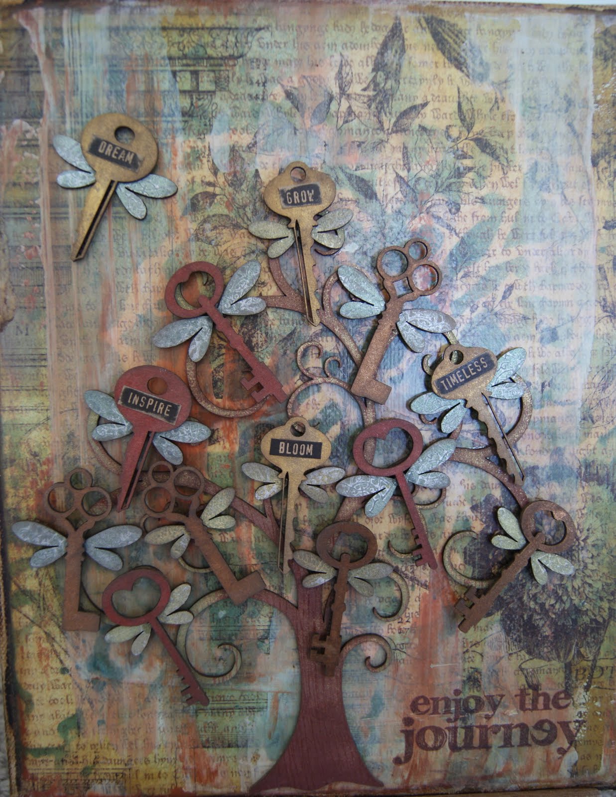ML Design: Ink, Paint, Stamp & Paper Bliss: Flying Key Tree Canvas