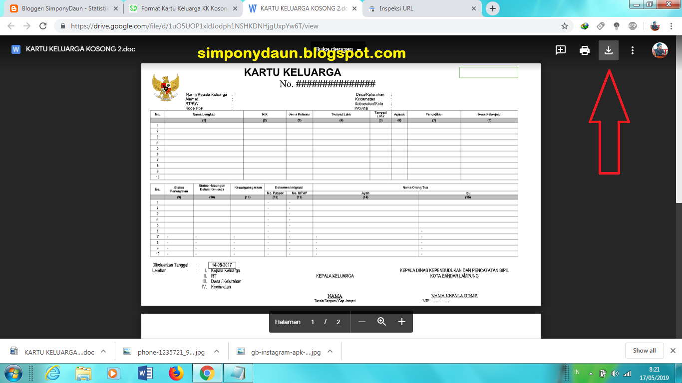 Format Kartu Keluarga KK Kosong Buwoh format-kartu-keluarga-kk-kosong-buwoh