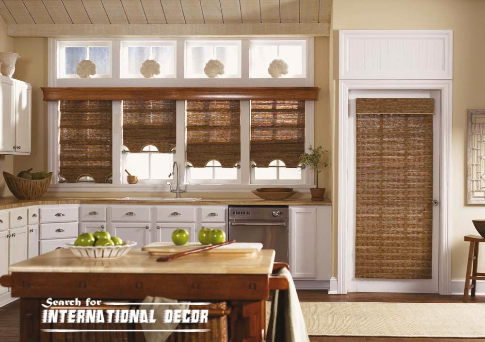 Bamboo curtains for window coverings in home interior