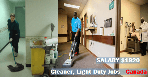 Cleaner, Light Duty For Man & Female Jobs In CAnada
