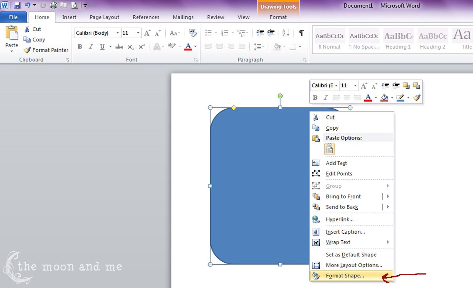 The Moon and Me: How To: Create and Fill Shapes in Word