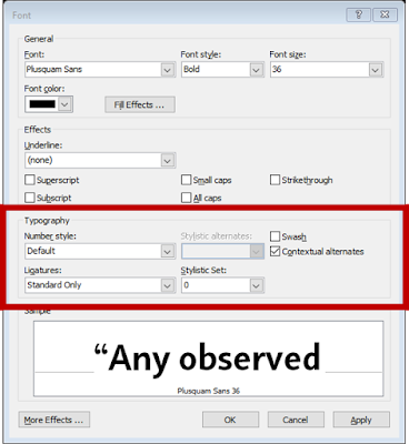 Better Posters: How to swash: using a font’s alternate glyphs, text styles, and numbers