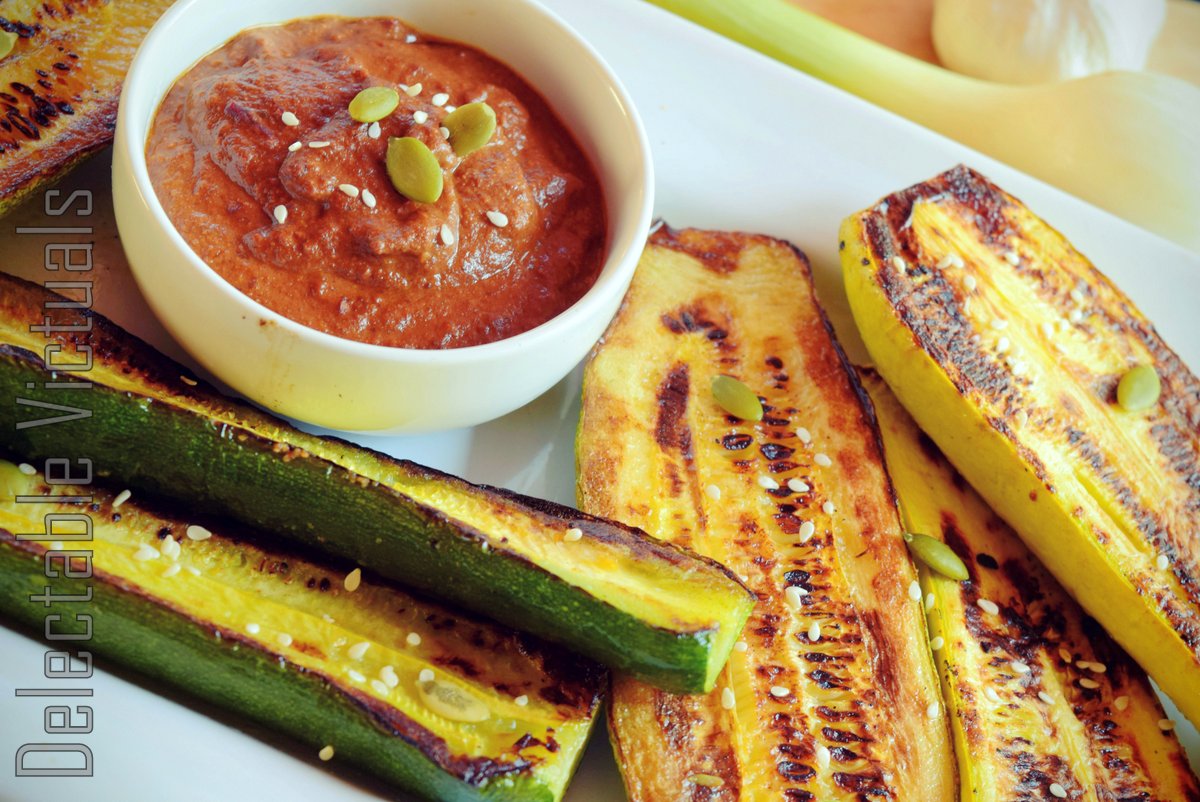Delectable Victuals: Pipián Rojo with Charred Summer Squash and Zucchini
