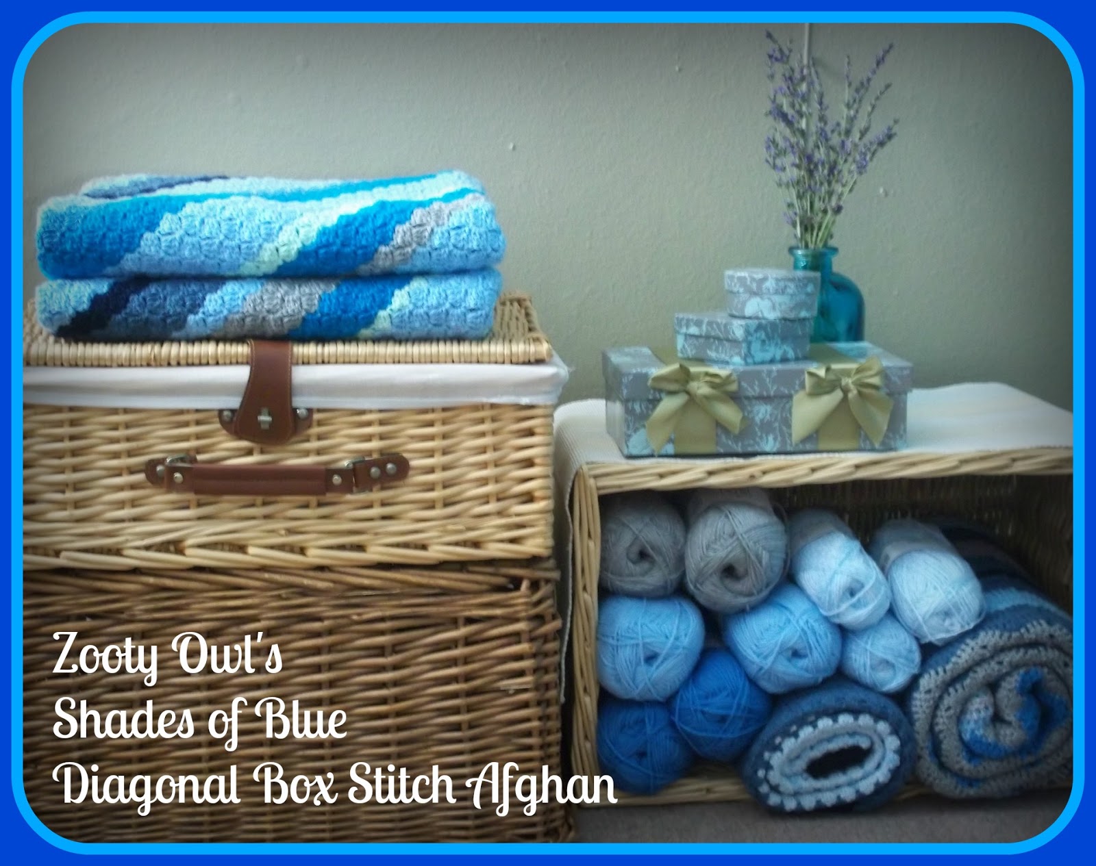 Zooty Owl's Crafty Blog: Diagonal Box Stitch Afghan - Shades of Blue