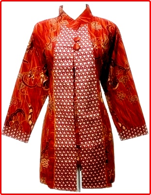 Model baju batik wanita modern warna merah