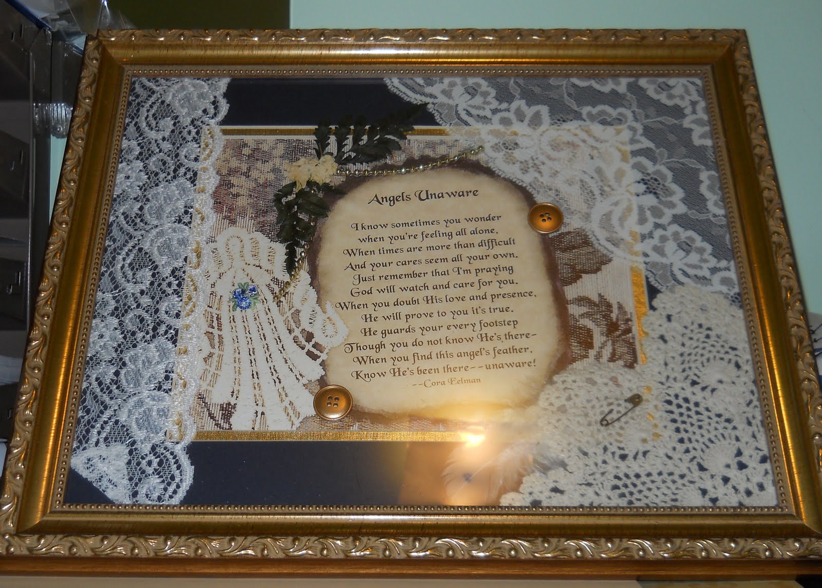 SWEET SUITE: Vintage Shadow Box - Angels Unaware poem