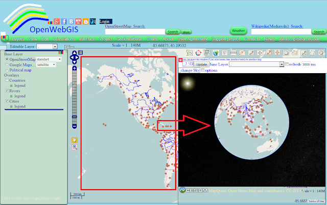 OpenWebGIS is free online GIS: 3D maps, new version of Cesium JavaScript library and OpenWebGIS