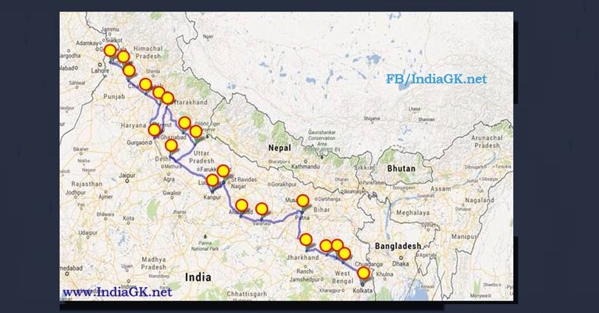 Amritsar - Delhi - Kolkata Industrial Corridor Route Map ~ India GK ...
